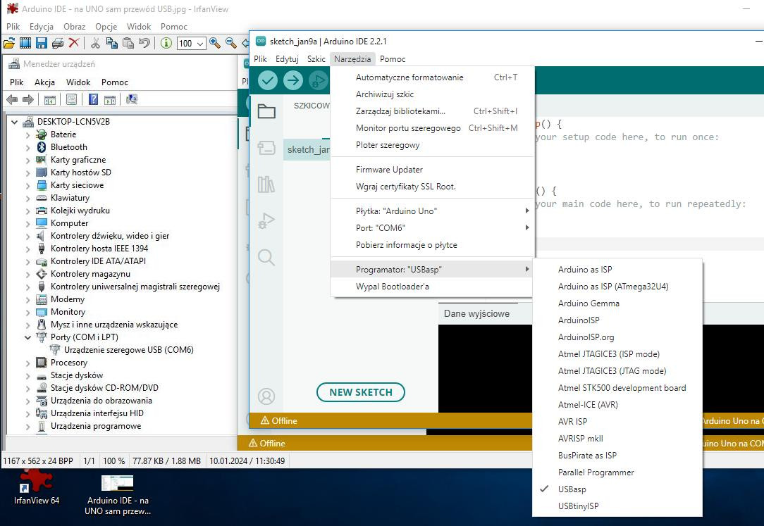 Brak opcji Porty COM i LPT w Menadżerze Urządzeń w Arduino IDE