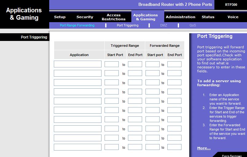 Prosze o sprawdzenie konfiguracji routera LINKSYS RTP300