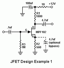 Schematy preampa gitarowego/mikrofonowego na J-FET MPF102