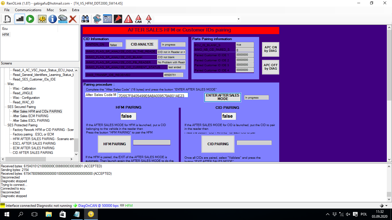 Renault clio4 moduł HFM - Skasowałem immo code w module