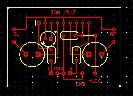 Sprawdzenie projektu PCB TDA1517: połączenie mas, dobór kondensatorów