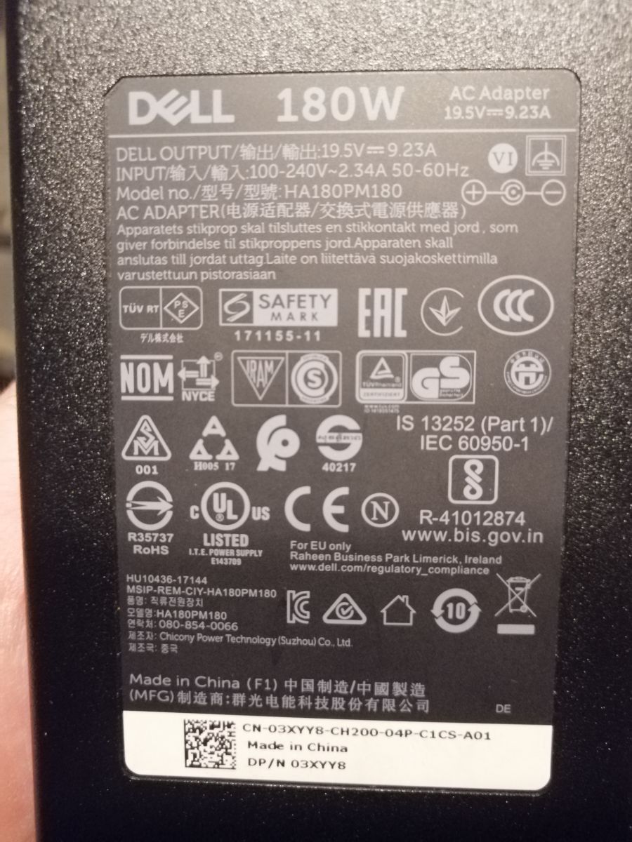 Zasilacz Dell 180W wyłącza się po 3 sekundach pod obciążeniem - co ...