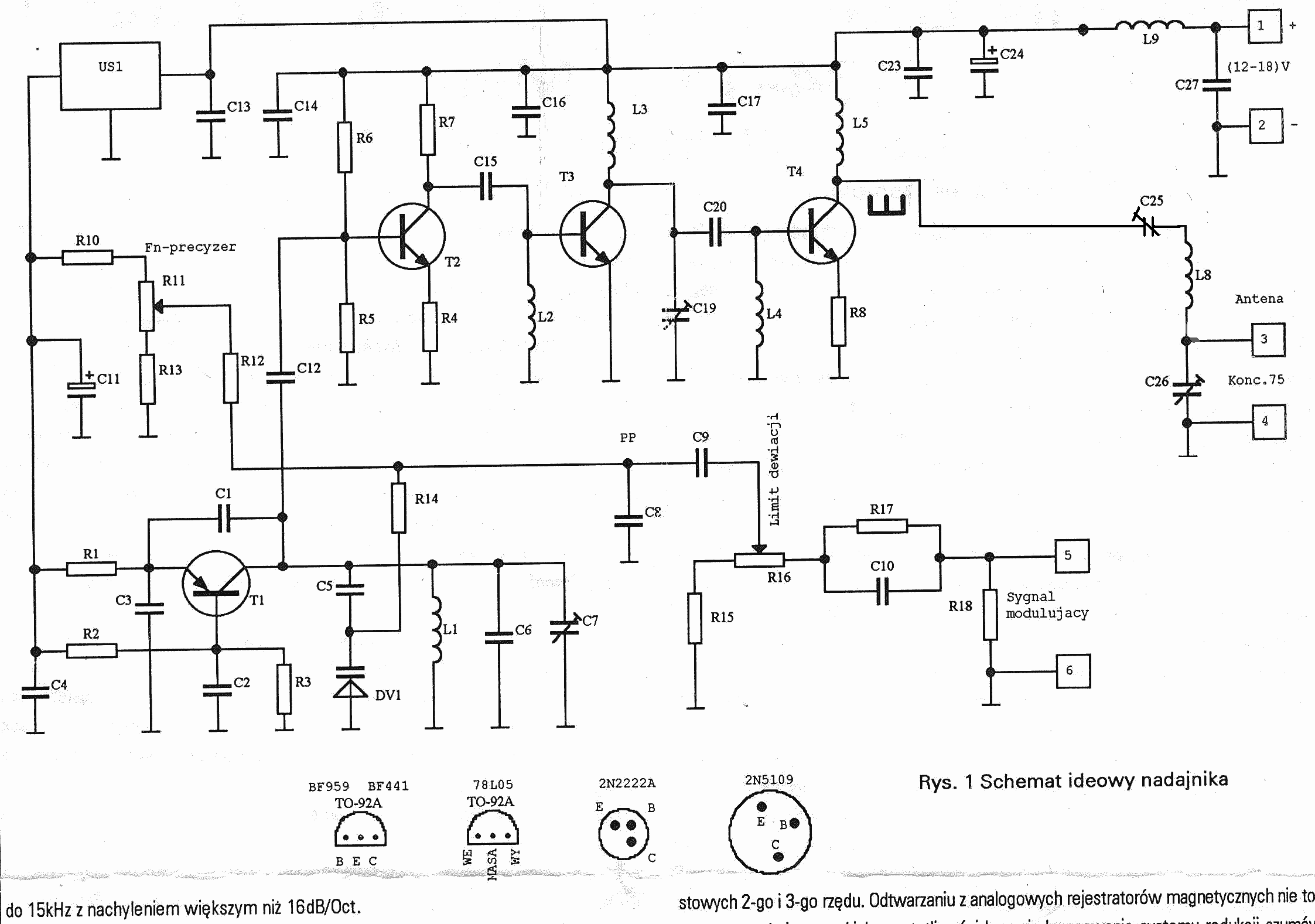 Nadajnik FM 134-k - usunięcie ostatniego stopnia i zmiana tranzystora T4