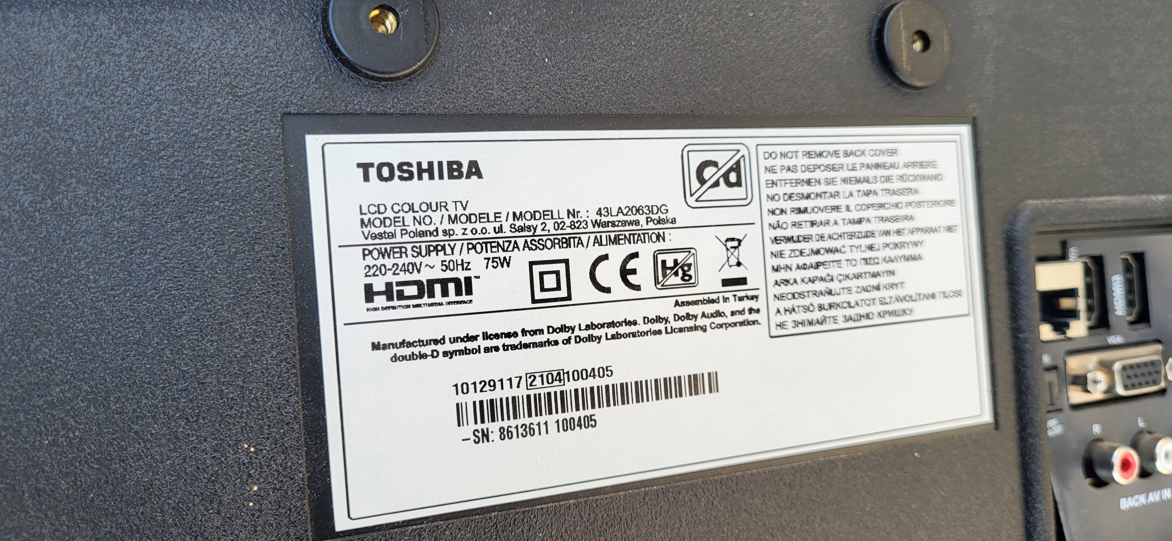 Toshiba 43LA2063DG 17MB171 Android TV Storage Space Running Out Error