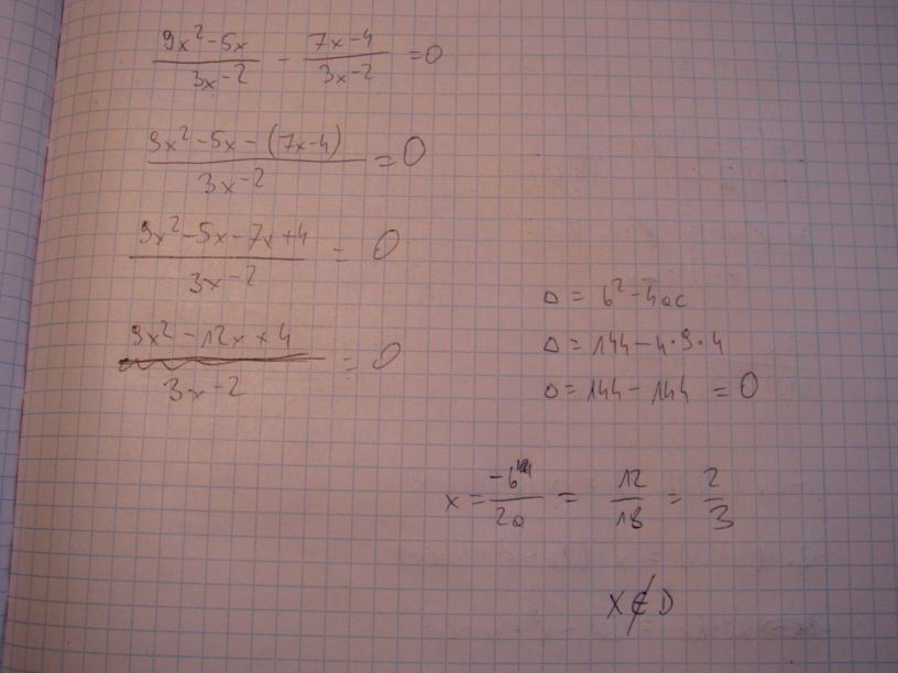 Czy dobrze rozwiązuję te równania wymierne? Sprawdzian z matematyki