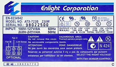 ENlight Corporation model: ATX-723B wartość diody zenera i rezystora?