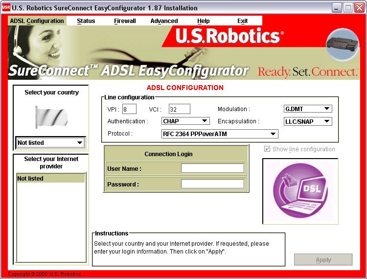 Jak skonfigurować U.S. Robotics 9003 dla Neostrady 1Mb?