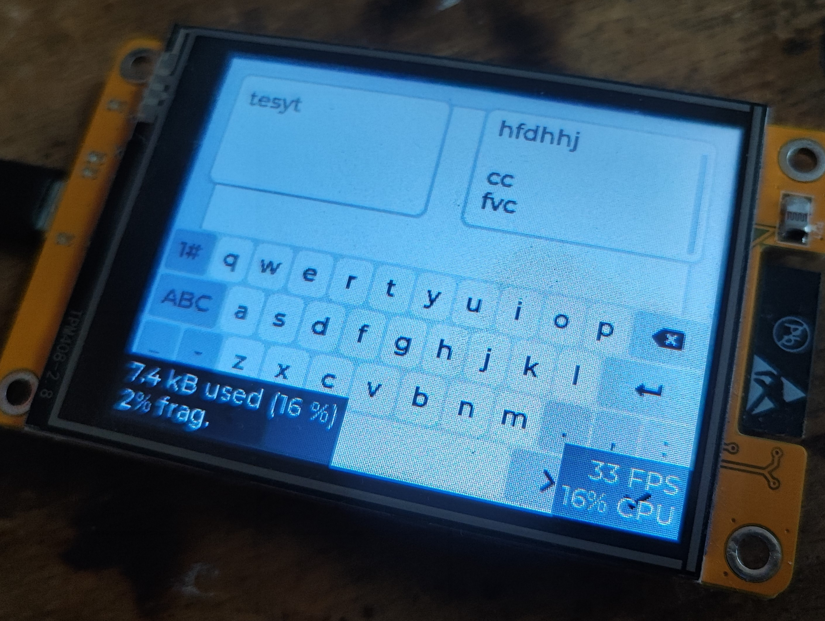 ESP32 and touch display - part 7, how to make a keyboard in LVGL? Login.