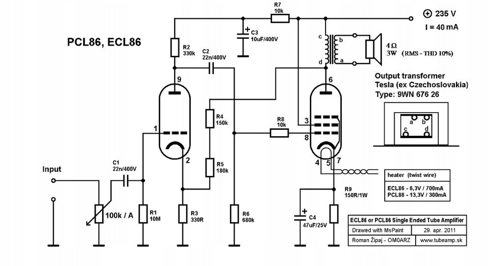 Niepewność co do schematu lampy ECL86: Rozmieszczenie nóżek, żarzenie i poprawność schematu
