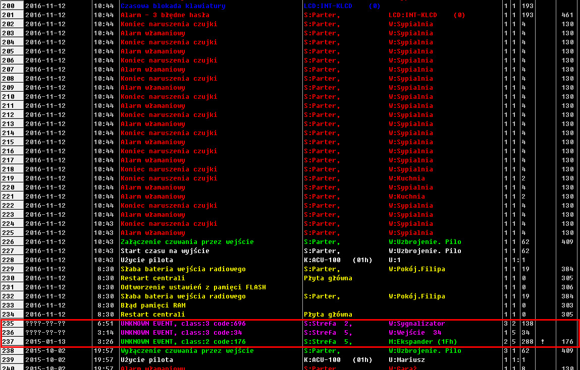 Integra 64 brak reakcji klawiatury class:3 code 696