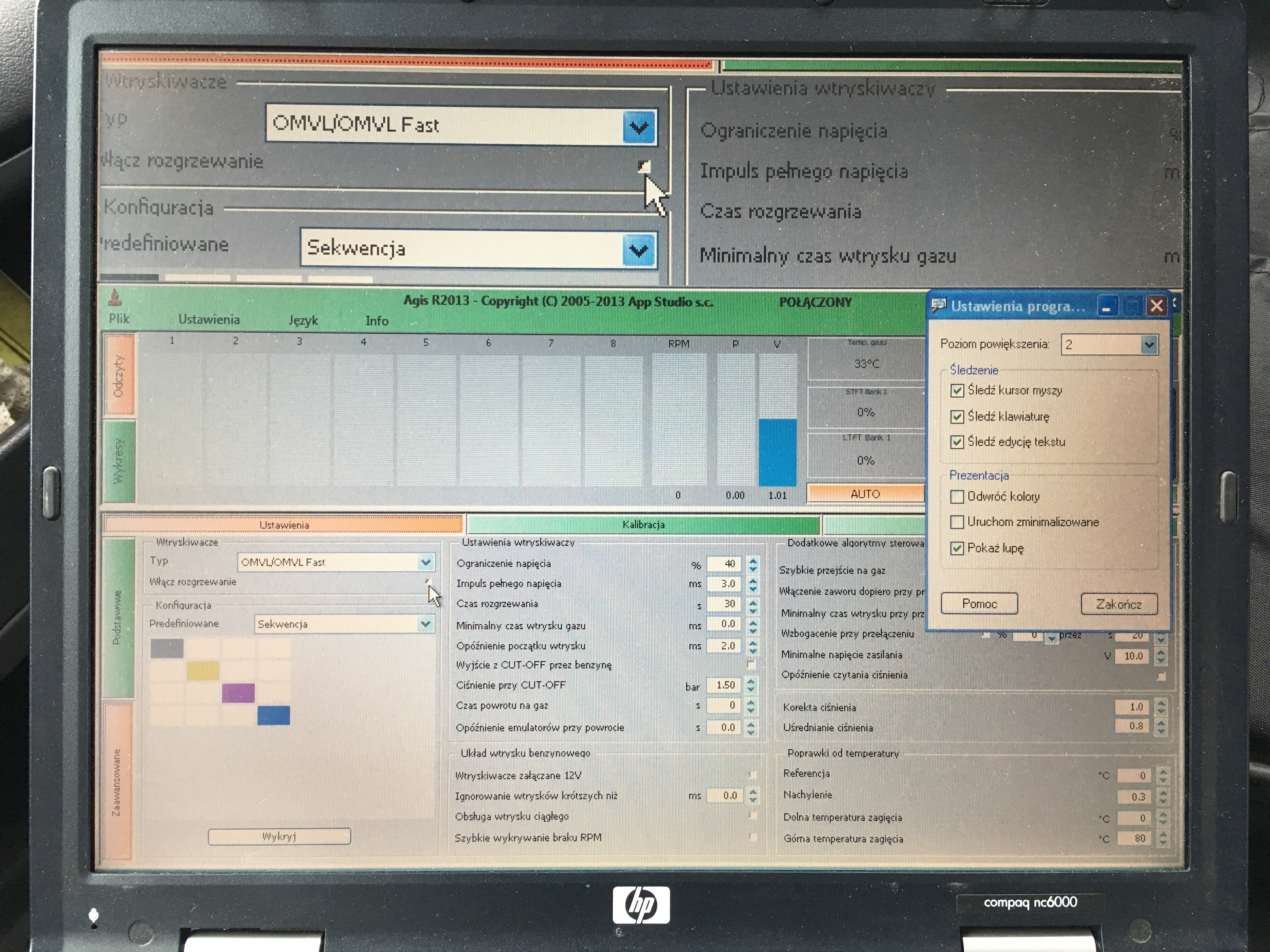Nieaktywna opcja rozgrzewania wtryskiwaczy w sterowniku LPG Agis M210