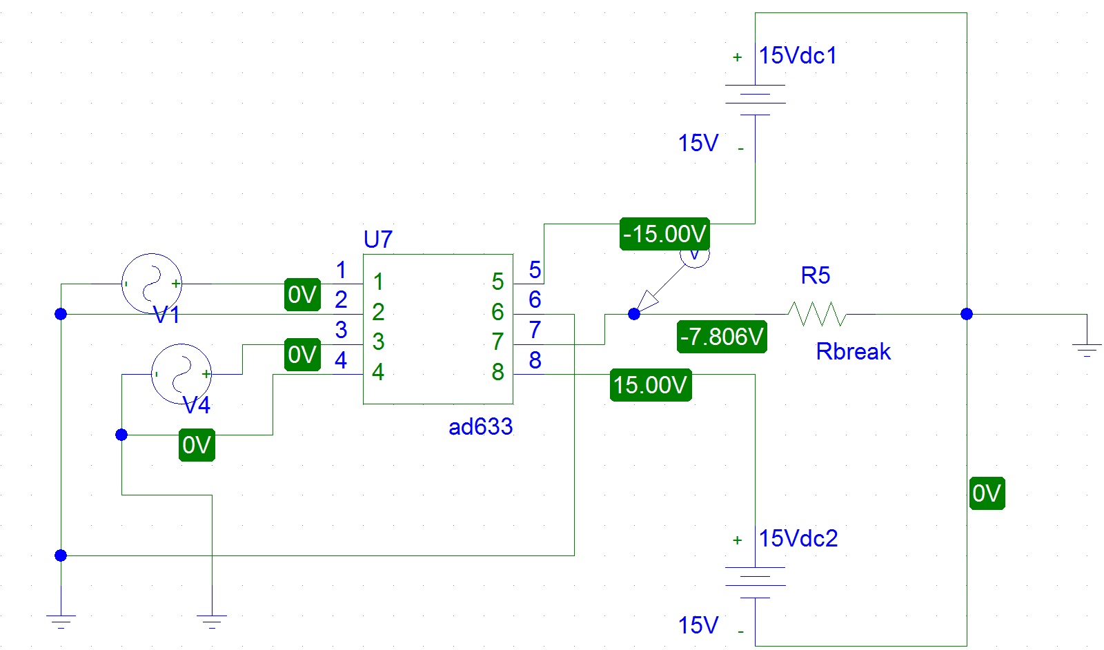 Stałoprądowa i czasowa analiza układu ad633 (Projekt studia)