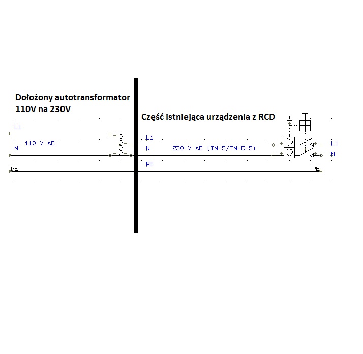 Różnicówka RCD za autotransformatorem 110V na 230V - 2