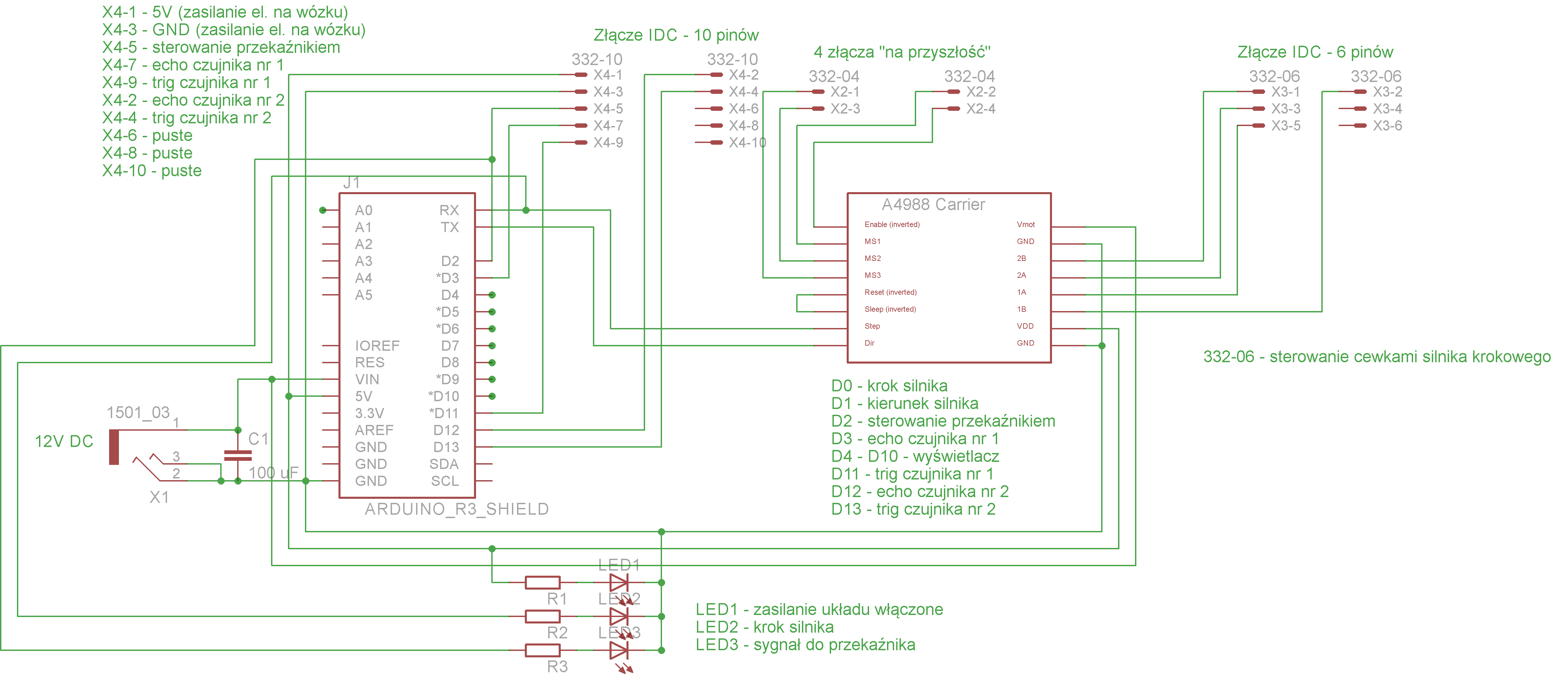 Projekt PCB do Arduino: sterowanie silnikiem krokowym, przekaźnikiem i ...