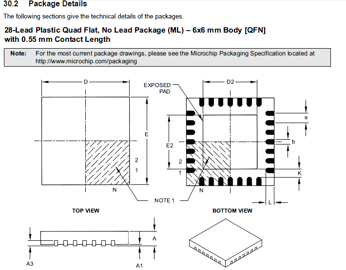 Wybór patternu dla PIC24FJ64GA002-I/ML w obudowie QFN 6x6 w Eagle 6.1