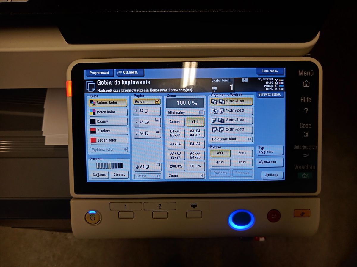 Jak zmienić datę kolejnej konserwacji w Konica Minolta bizhub c364?