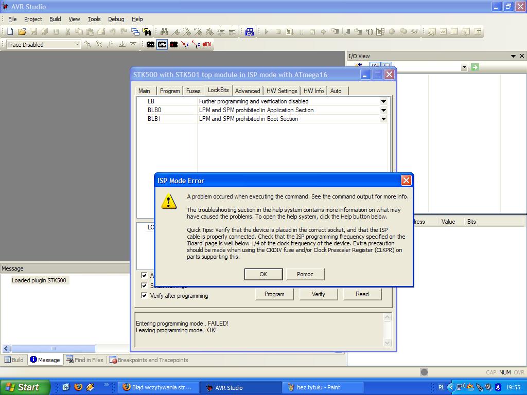 STK500 II - jak odblokować programator po zmianie fusebitów w AVR-Studio?