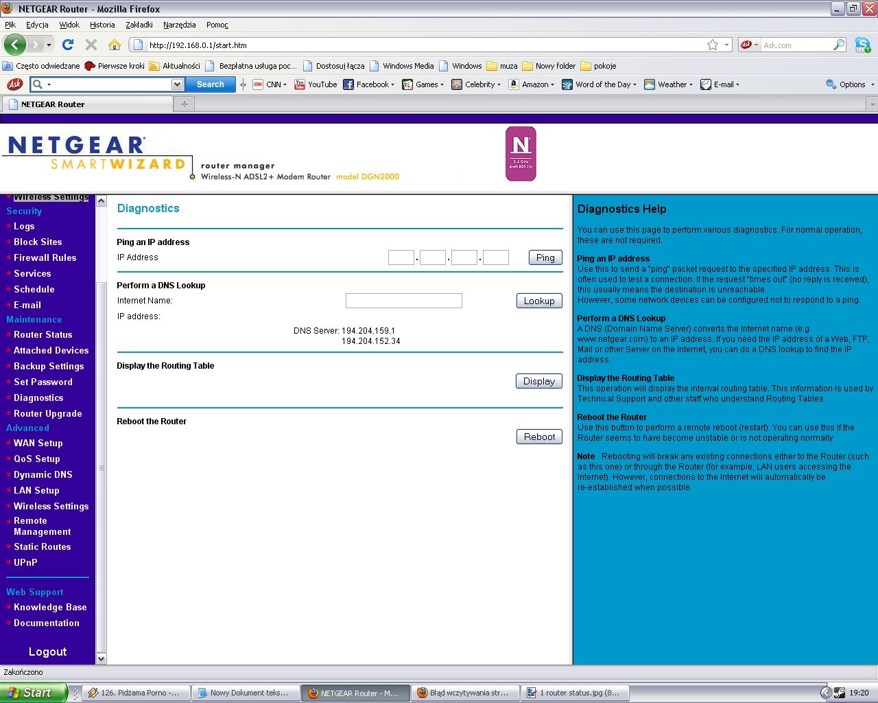 Netgear DGN2000 - jak przywrócić poprawne ustawienia po przekierowaniu ...