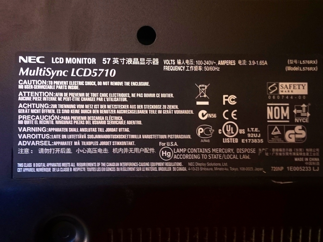 NEC 57" MultiSync LCD5710 - zakłócenia obrazu po godzinie.