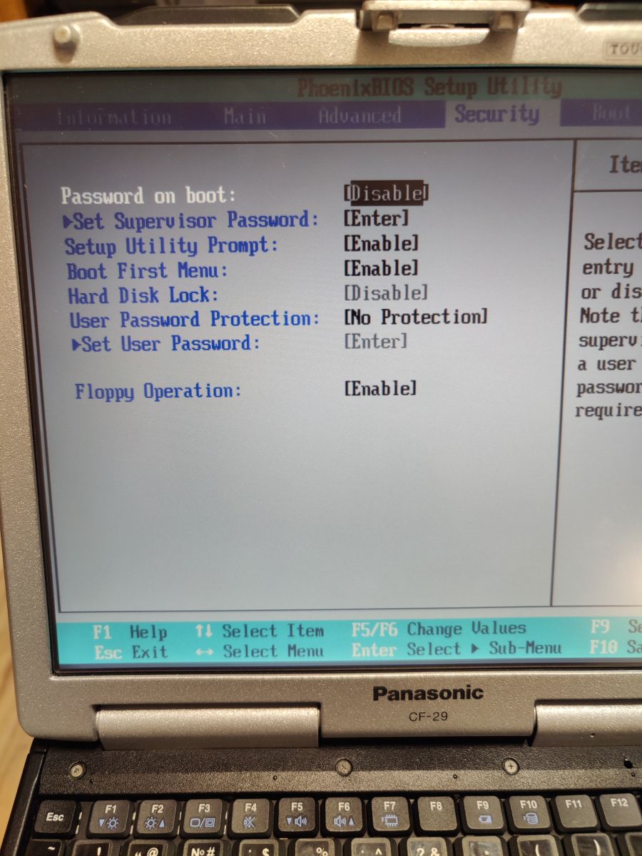 [Rozwiązano] Panasonic Toughbook CF-29HTT87BG - jak usunąć hasło BIOS po wymianie baterii CMOS?
