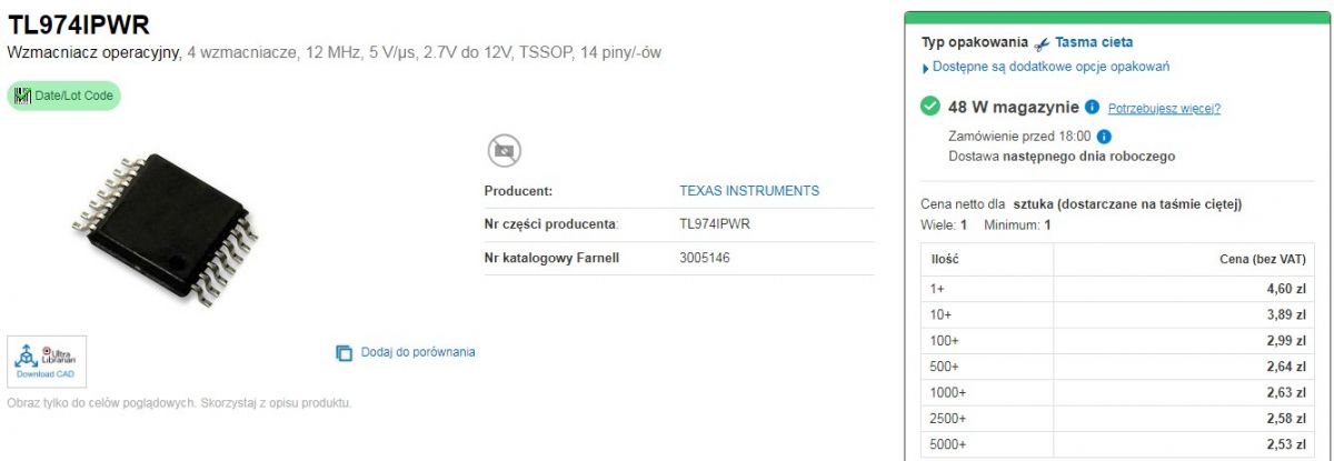 AD8054,TL974 - Zamiennik (chiński) AD8054, TL974 SOIC 16 lub podobny ...