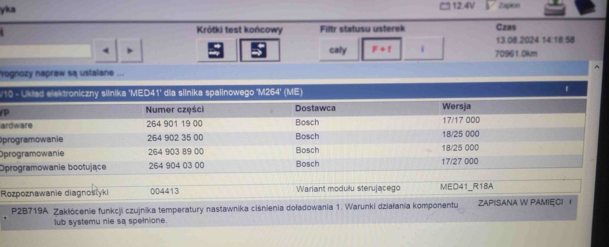 Błąd w Xentry po podłączeniu do Mercedes C-300 - co oznacza?