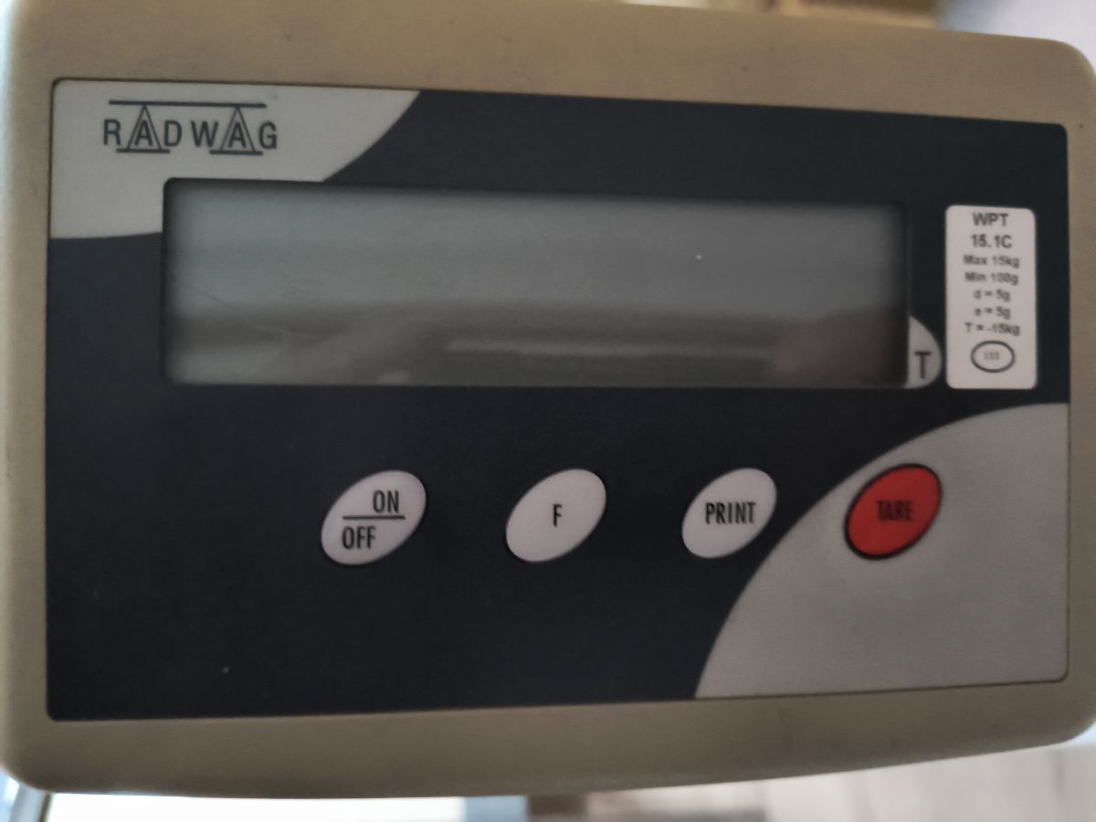 Kalibracja wagi RADWAG WPT 15.1 c, ustawienia fabryczne