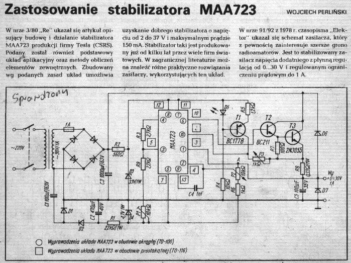 Zasilacz NE 301-K: Napięcie wyjściowe -0,5V, stabilizator MAA723 - 8V ...
