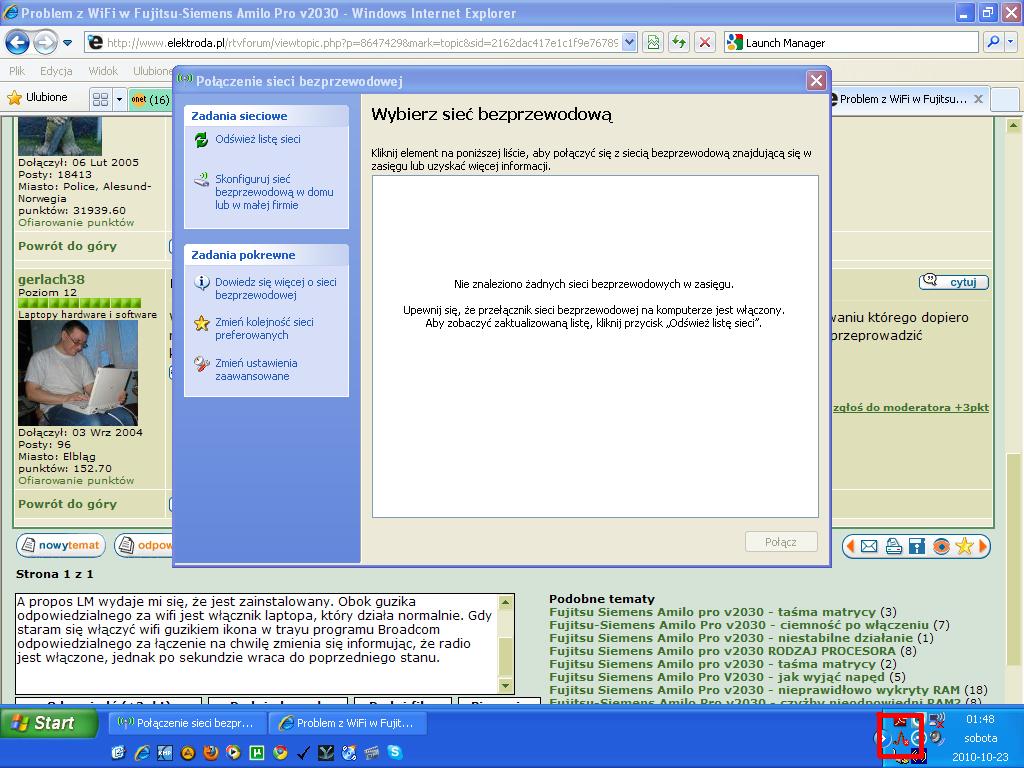 Fujitsu-Siemens Amilo Pro v2030 - brak zasilania karty WiFi Broadcom ...