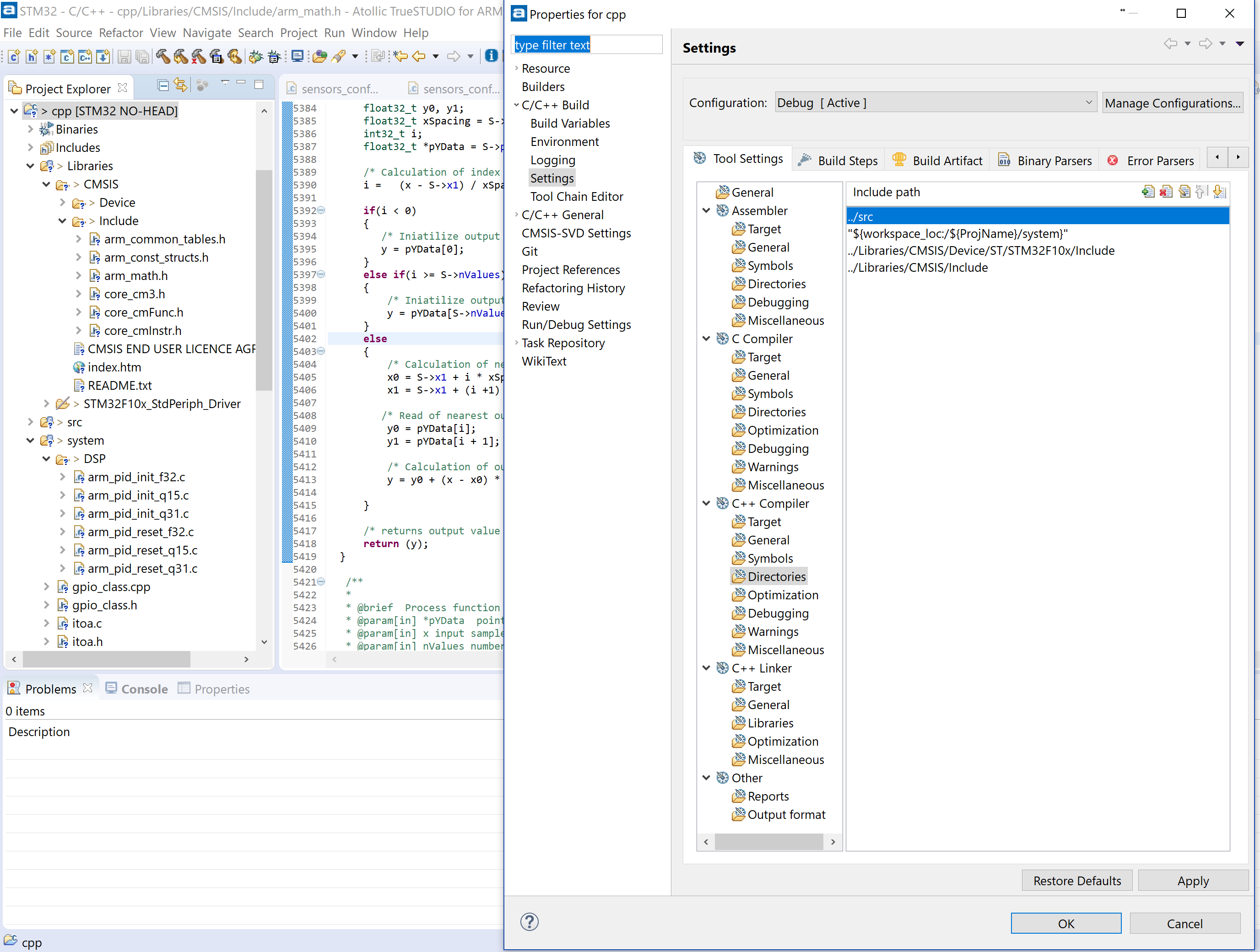 [STM32] STM32: Błąd undefined reference przy użyciu arm_math.h w C++