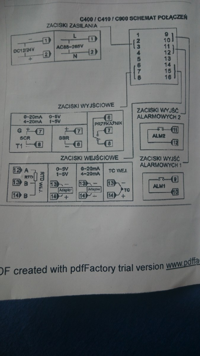 Termostat PID REX C410 - jak podłączyć źródło ciepła?