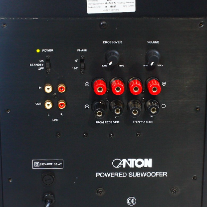 Jak podłączyć małe kolumny 6ohm do subwoofera Canton AS20?