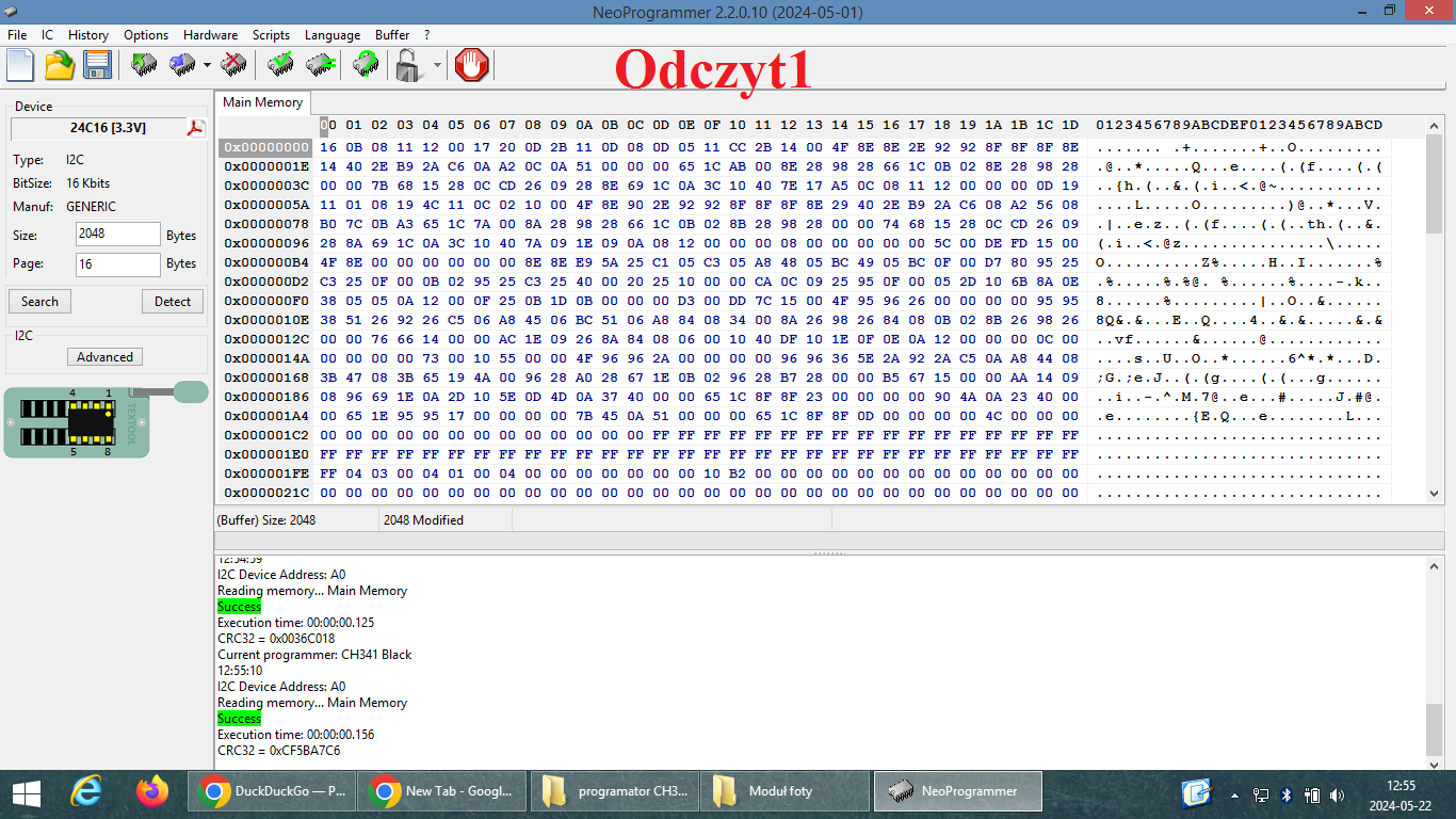 [Rozwiązano] Odczyt pamięci 24c16 programatorem Ch341