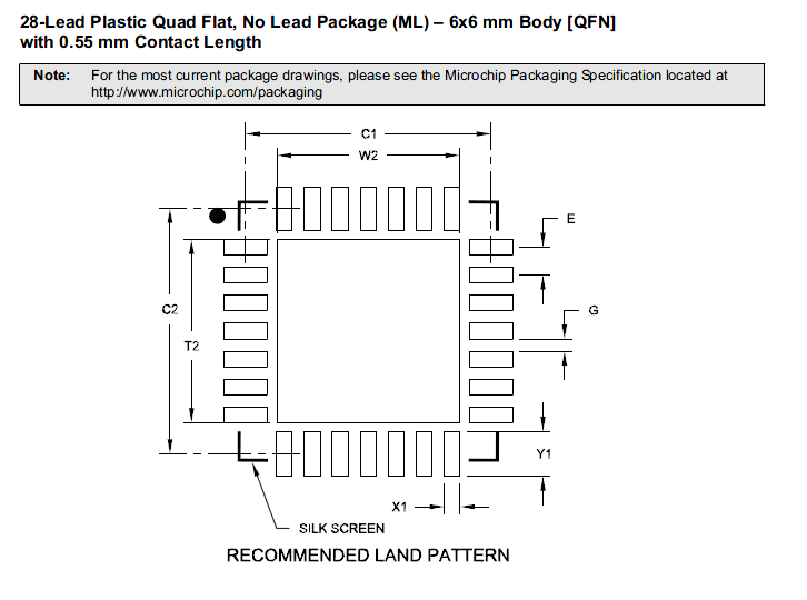 Wybór patternu dla PIC24FJ64GA002-I/ML w obudowie QFN 6x6 w Eagle 6.1