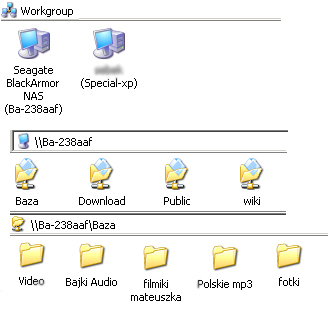 Seagate BlackArmor NAS 110 2TB nie widać zdjęć i filmów