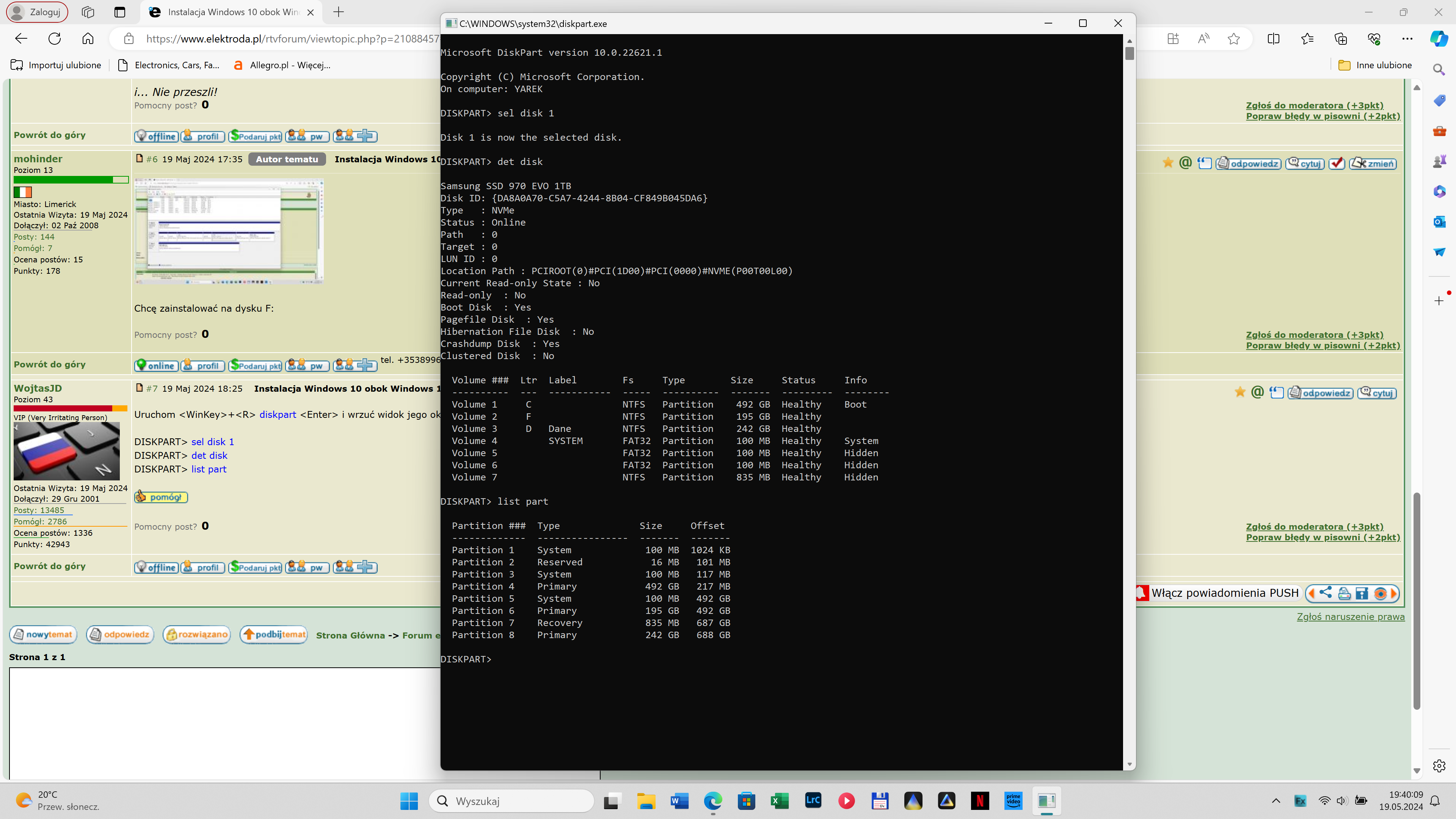 Instalacja Windows 10 obok Windows 11 - problem z partycjami GPT