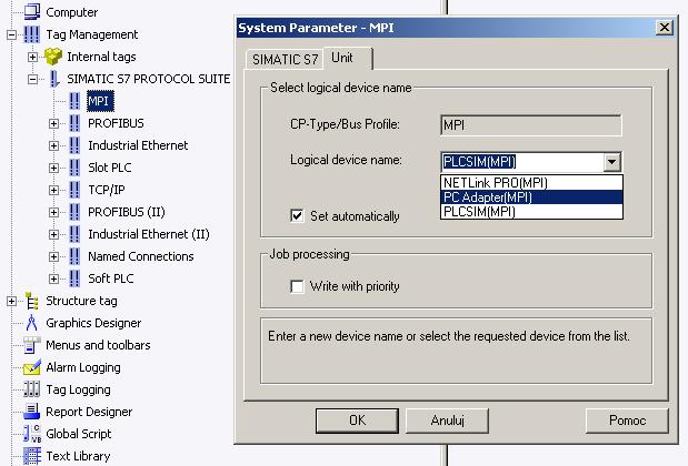 Połączenie S7-300 z InTouch WinCC wykorzystując PC Adapter USB