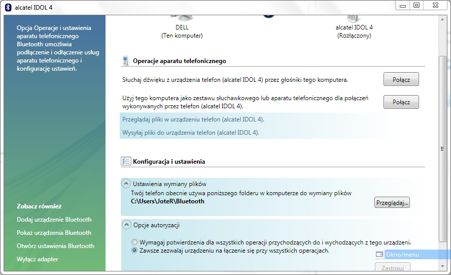 PC z Win 7, jak pobrać jednocześnie kilka plików przez adapter Bluetooth?