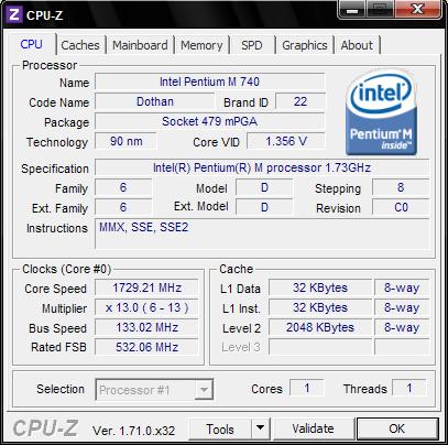 Sony Vaio VGN A517B - wymiana Intel Pentium M740 na lepszy