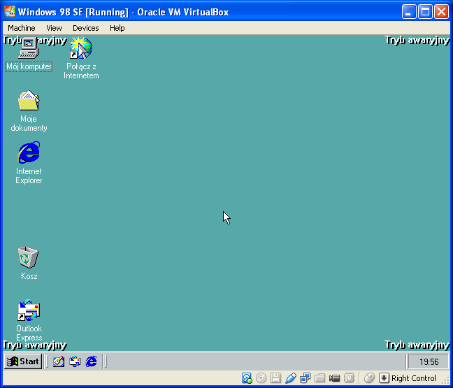Instalacja Windows 98 SE na VirtualBox - maszyna się zawiesza i wyłącza