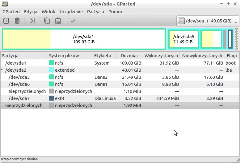 Partycjonowanie - Partition Wizard 8.1.1 pokazuje co innego niż Gparted ...