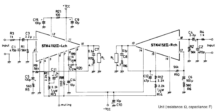Wzmacniacz Akai Am-M630 - składowa stała na wyjściu