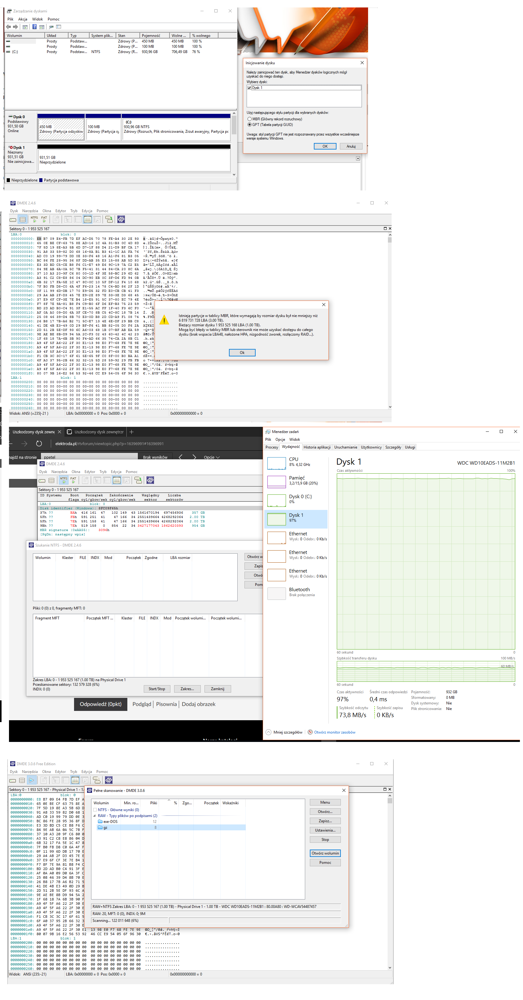 Czy zainicjowanie dysku HP SimpleSave MD1000H skasuje jego zawartość?