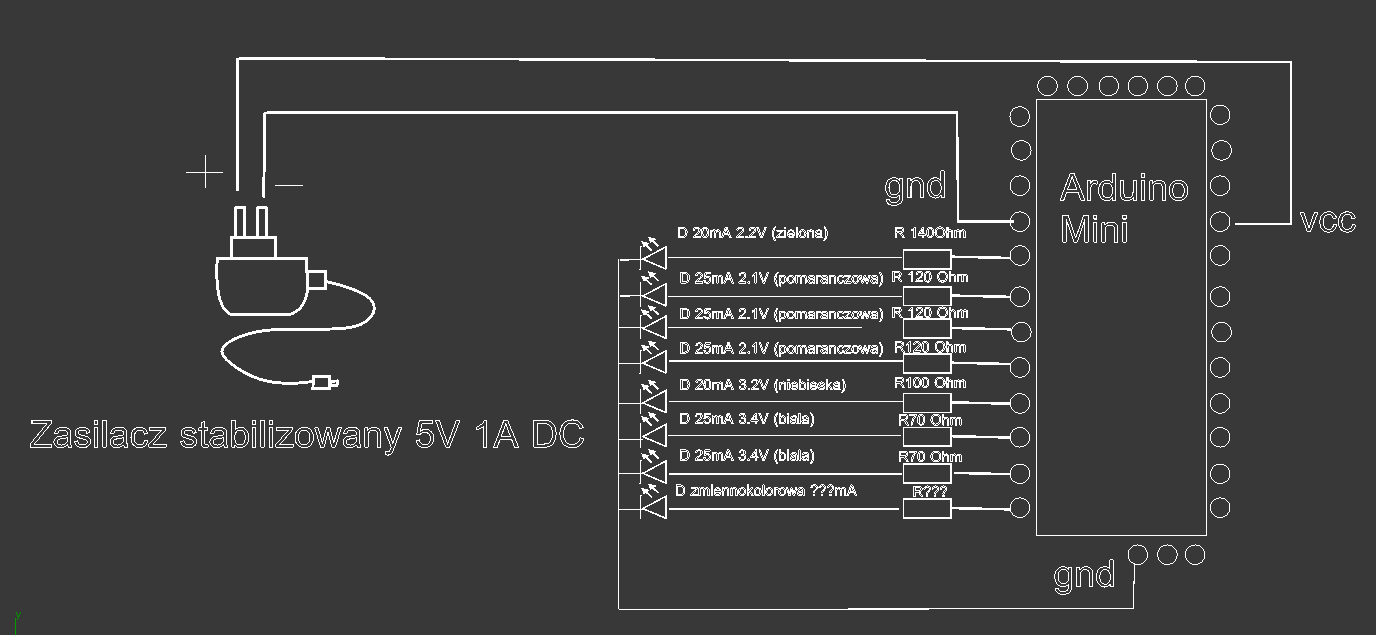 Zasilanie Arduino Mini i 8 LEDów z transformatora 220>5V DC ...