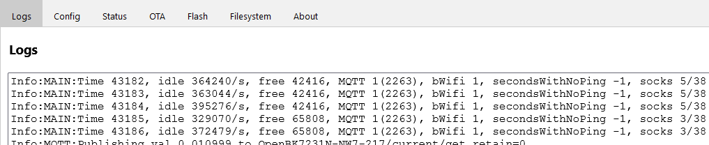 OpenBK - Apps Page - Logs window does not show up correctly in FireFox