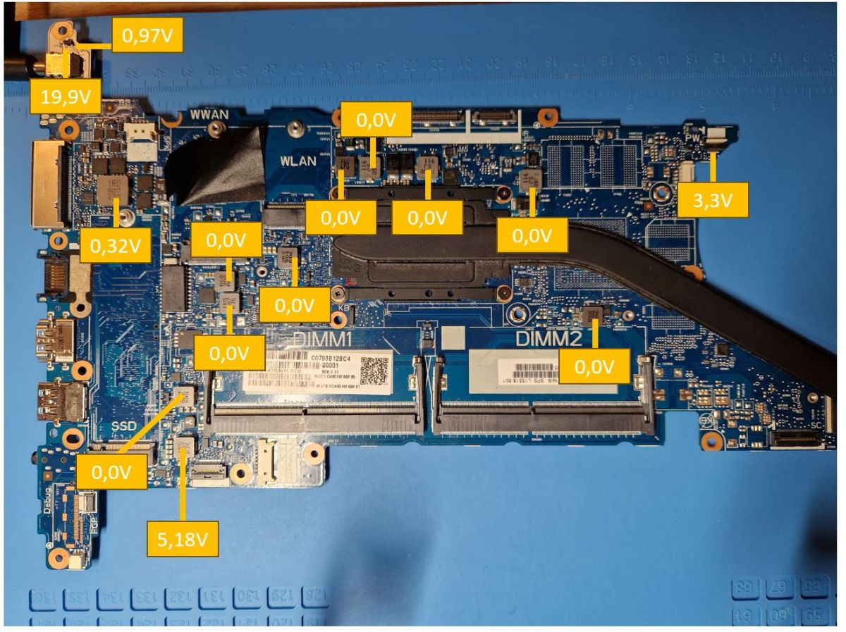 HP EliteBook 850 G5 - brak reakcji, niski poziom ACOK na ISL9538h pin 24