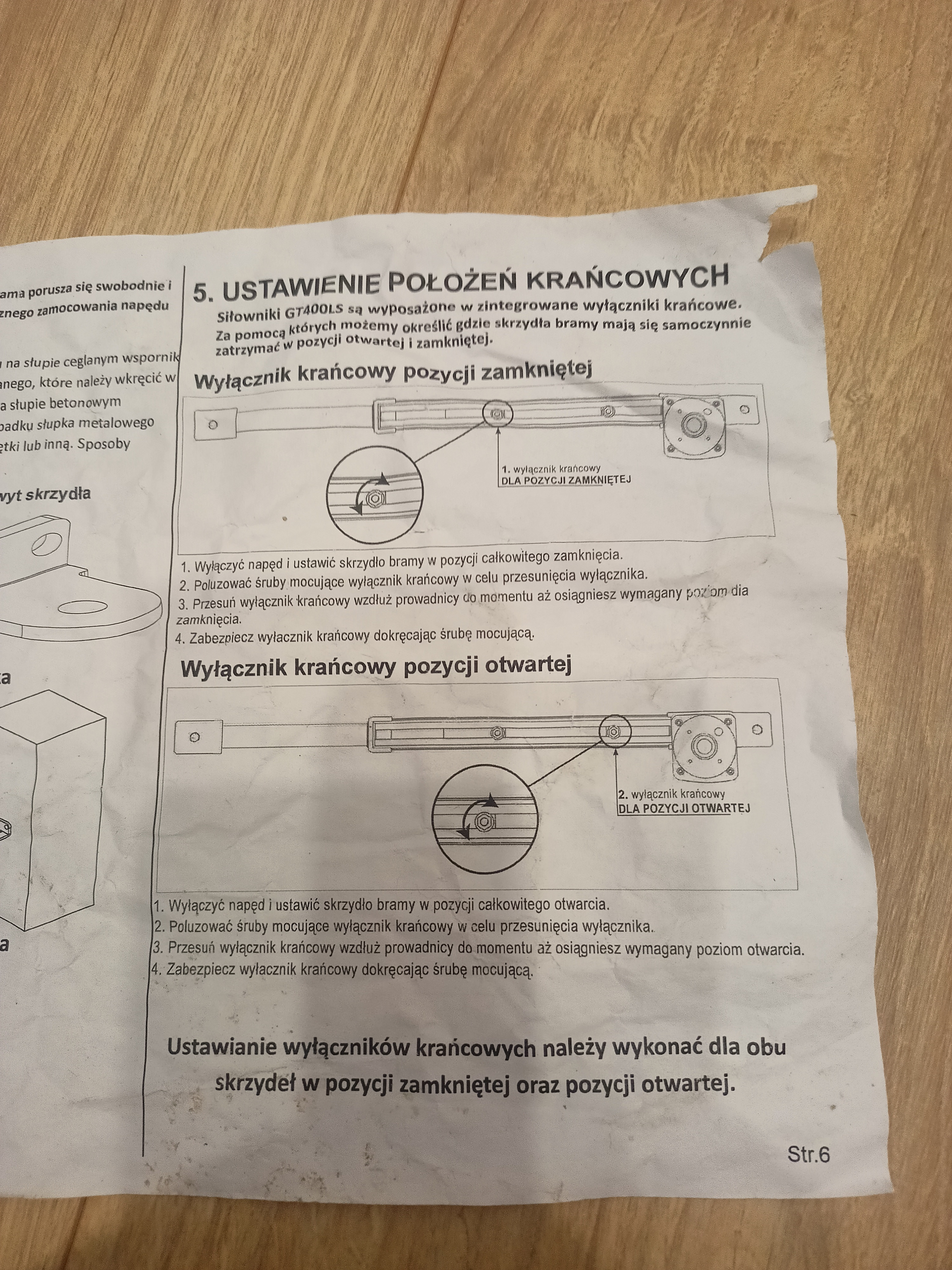 Ustawianie wyłączników krańcowych w siłowniku - instrukcja krok po kroku