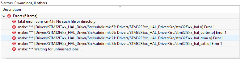 STM32CubeIDE błąd "core_cm4.h: No such file or directory"