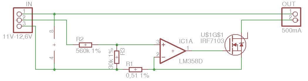 LM2941 jako LDO do zasilania diody LED 9,7V/500mA z baterii LiPo 11,1V ...