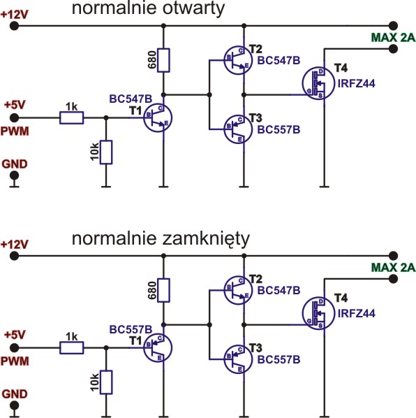 Jak poprawnie zaprojektować układ z IRFZ44, by był normalnie zamknięty?